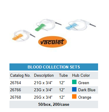 Blood Collection Set, 12" tubing, 50/bx — Classic Health